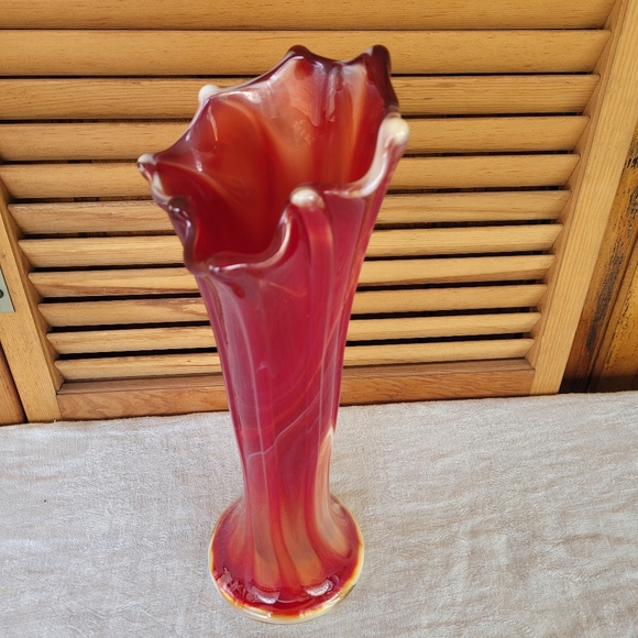 Vintage | Accents | Vintage Red Slag Glass 2 Swung Vase | Poshmark